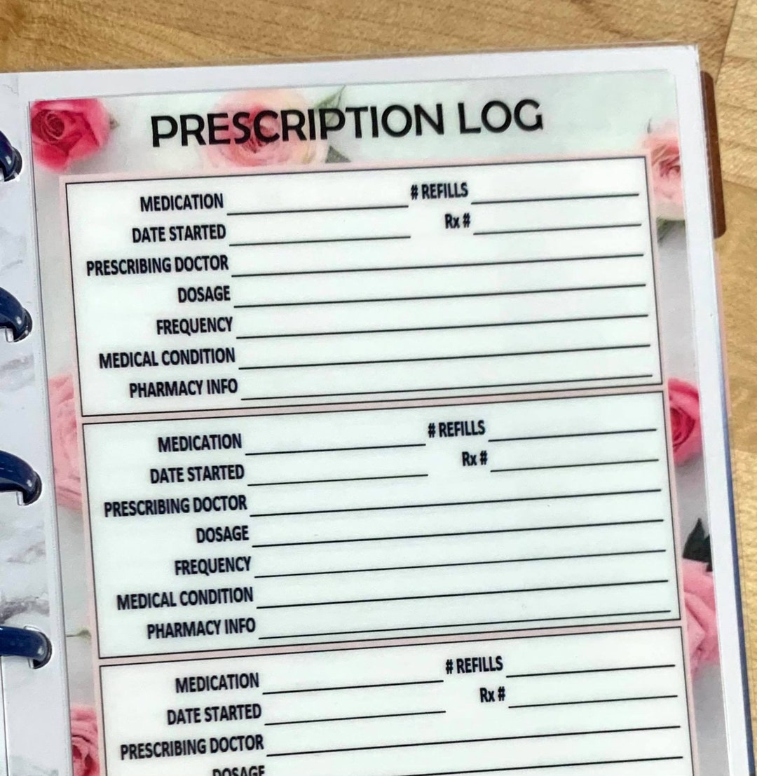 DASHBOARD Prescription Medication Rx Log for Use With the MINI Happy ...