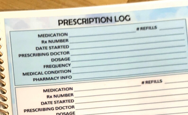 DASHBOARD Prescription Medication Rx Log for Use With | Etsy