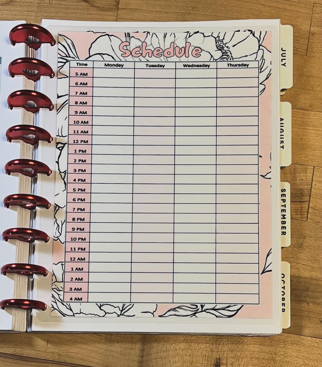 DASHBOARD Schedule / Daily / Hourly for Use With Happyplanner OR ...