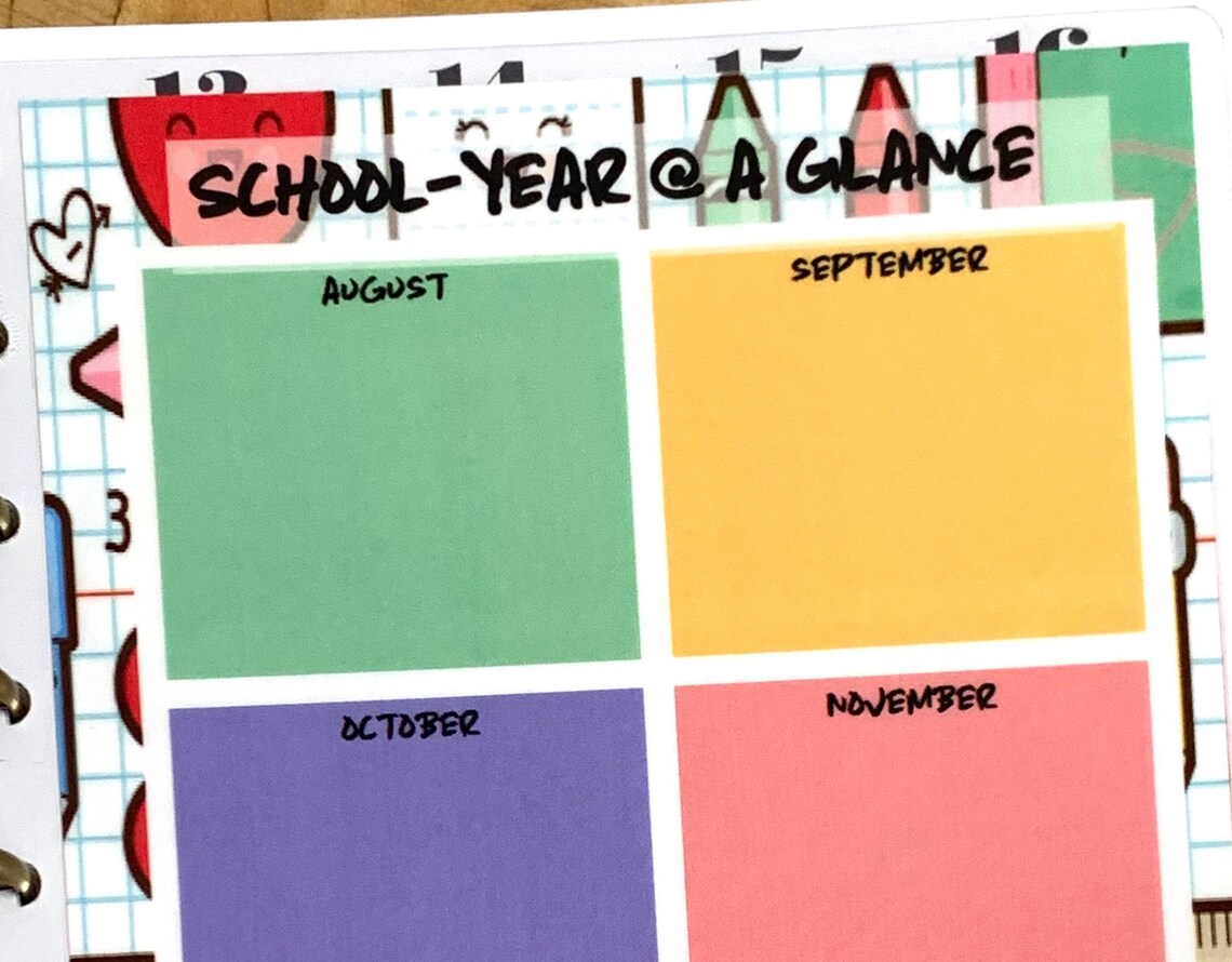DASHBOARD School Year at a Glance Important Dates for Use With - Etsy