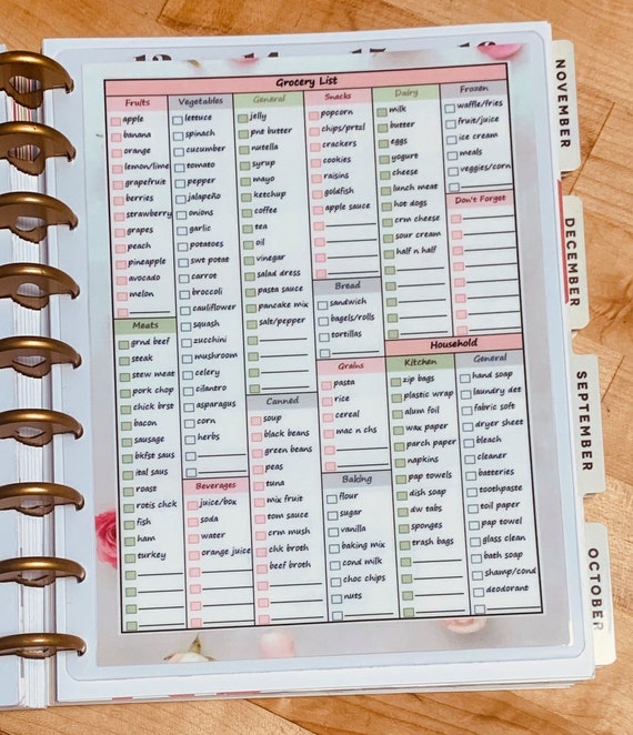 DASHBOARD Grocery List/Shopping & Menu Meal Planner for use | Etsy
