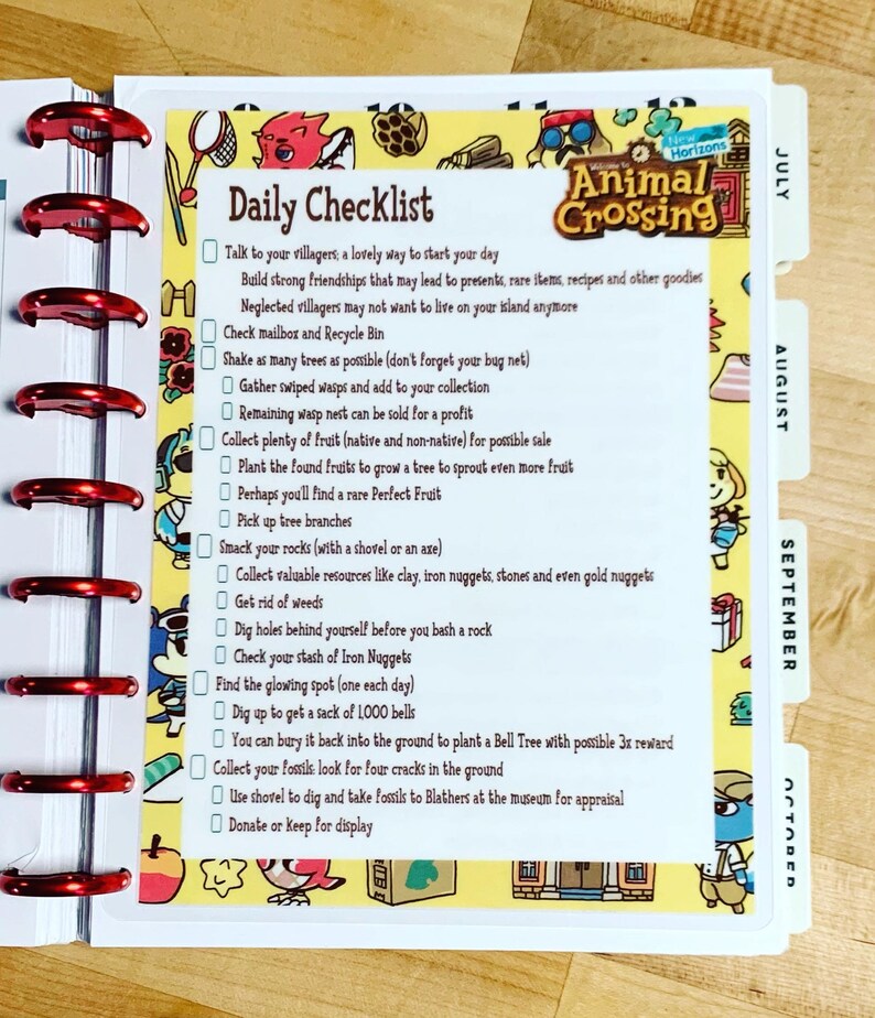 DASHBOARD Animal Crossing Daily Checklist for Use With - Etsy