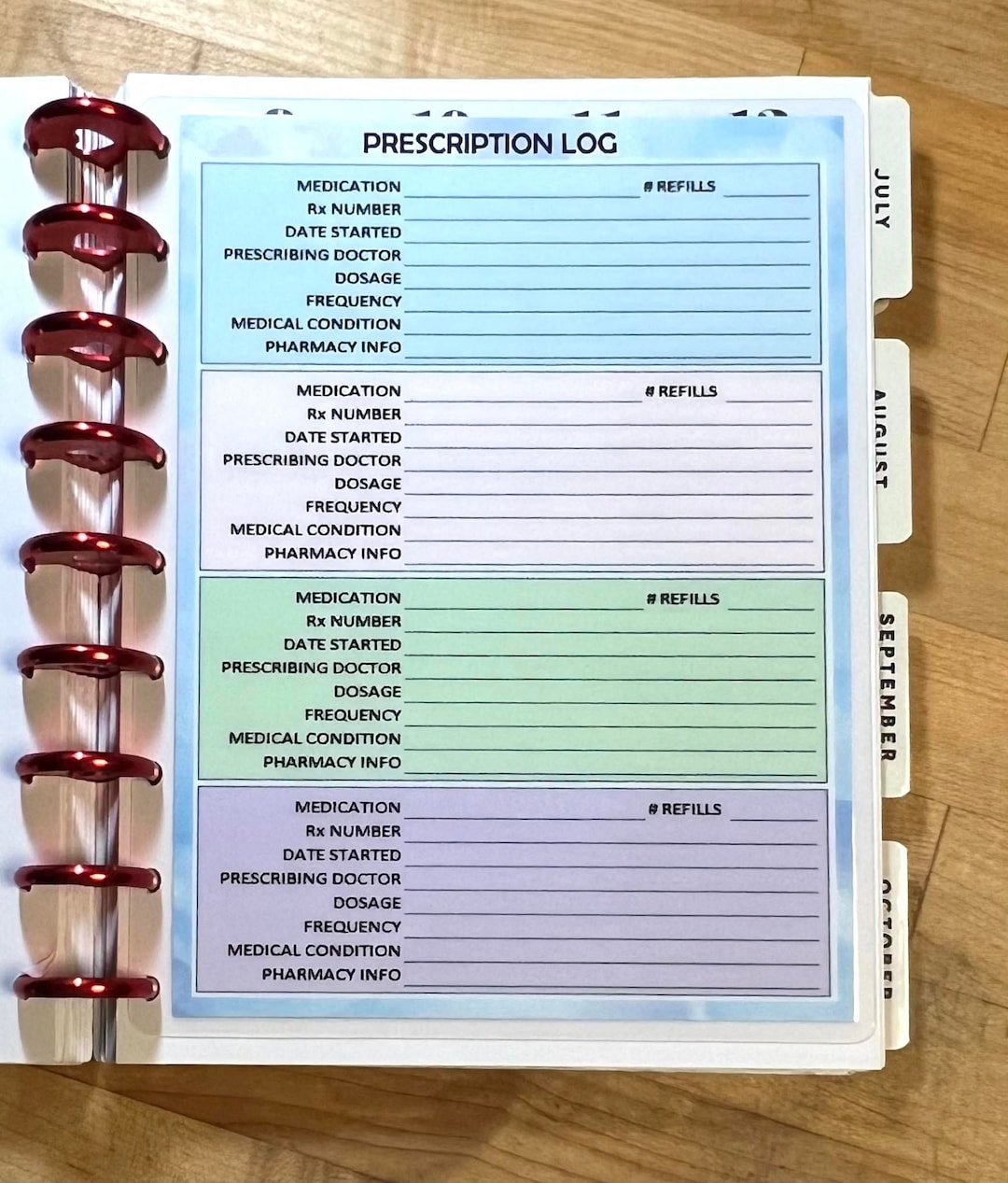 DASHBOARD - Prescription Medication Rx Log 4 Use W Classic/minihappy ...