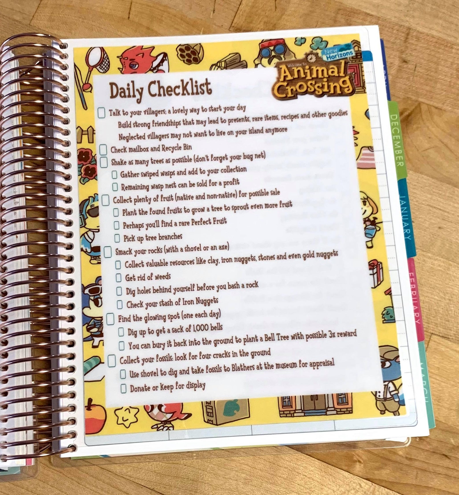 DASHBOARD Animal Crossing Daily Checklist for Use With - Etsy