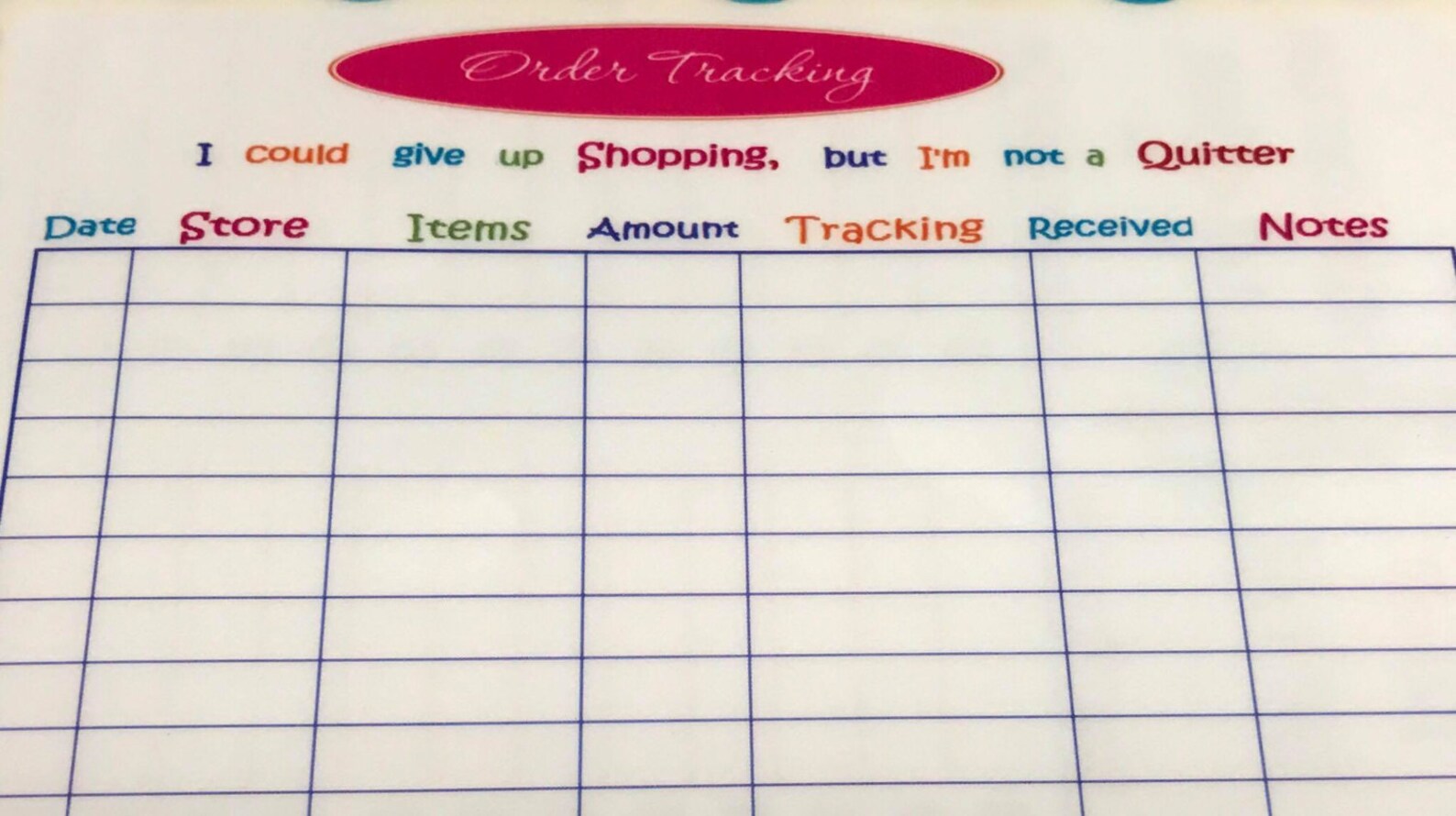 DASHBOARD Shopping Order Tracker for Use With the MINI Happy - Etsy