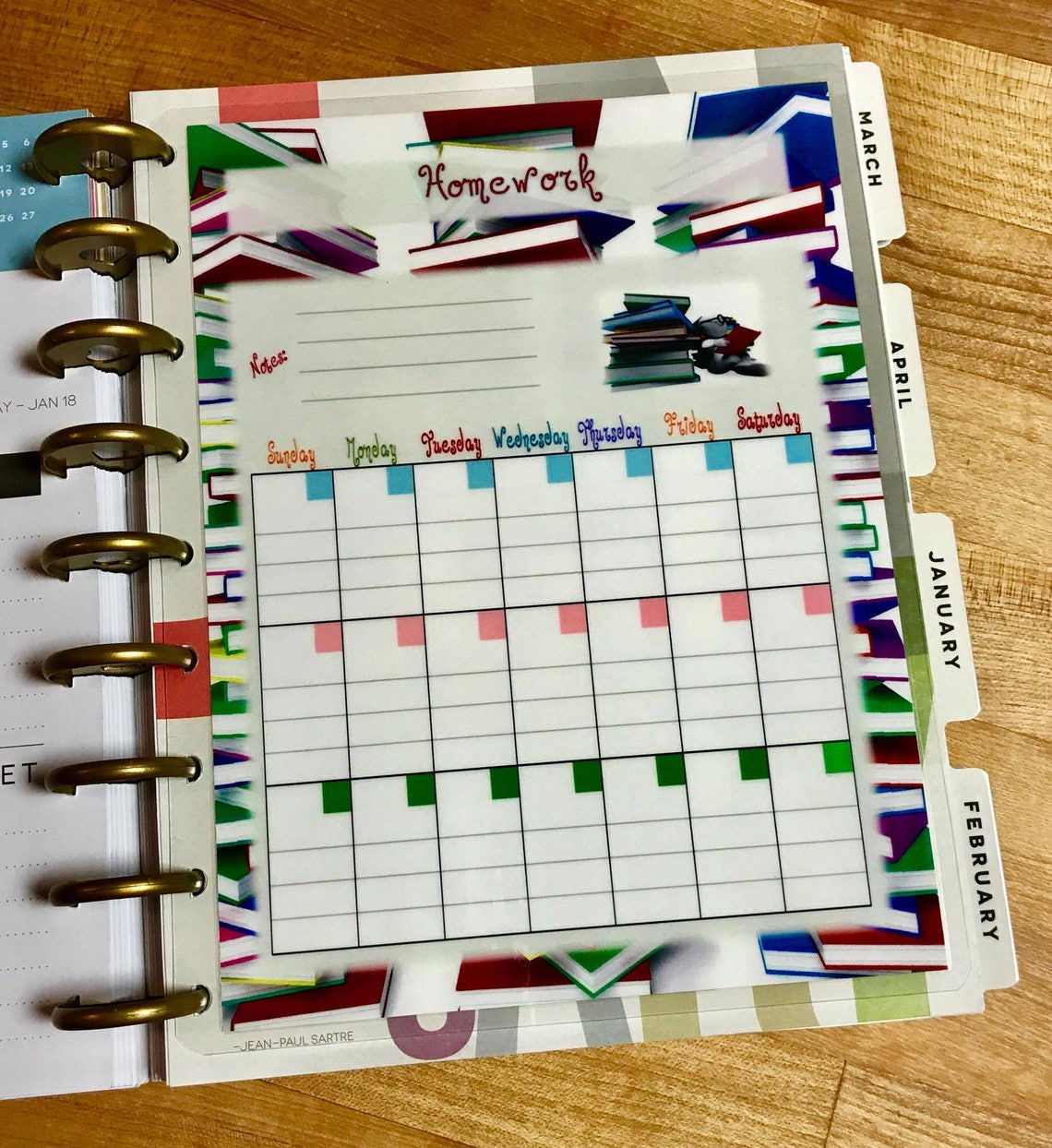 DASHBOARD Monthly Homework Chart Planner for Use With Erin | Etsy