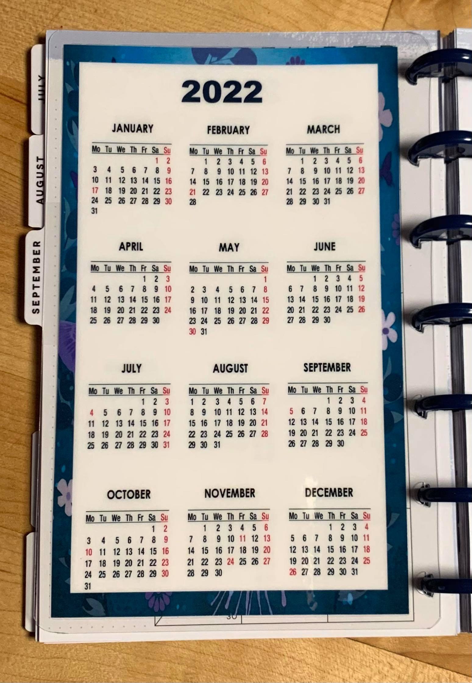 DASHBOARD Yearly Calendar 2021-2022 for Use With MINI Happy Planner - Etsy