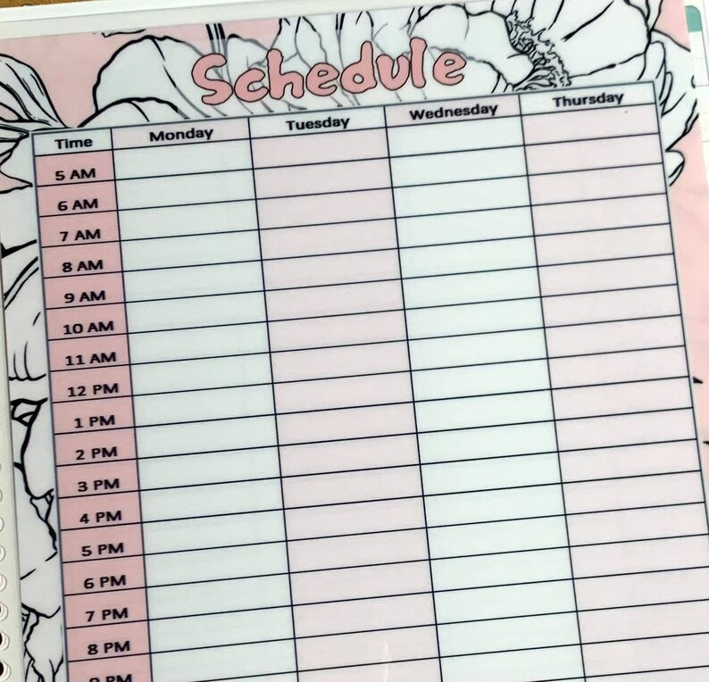 DASHBOARD Schedule / Daily / Hourly for Use With Happyplanner | Etsy