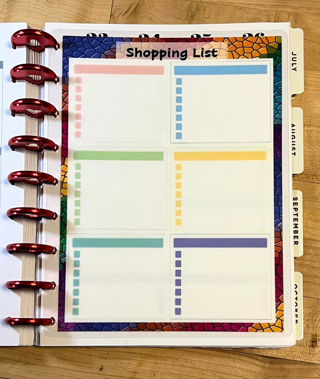 DASHBOARD Shopping List Checklist 4 Use W Classic/minihappy Planner/tul ...