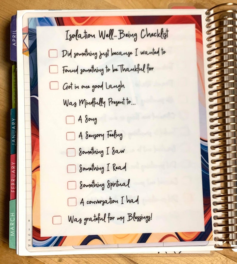 DASHBOARD Isolation Well-being Checklist for Use With Classic - Etsy