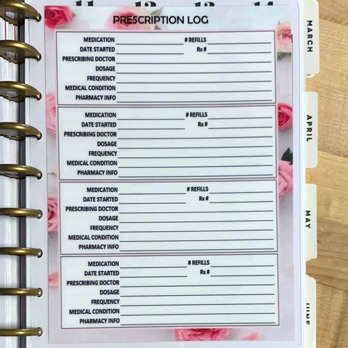 DASHBOARD Prescription Medication Rx Log for Use With - Etsy