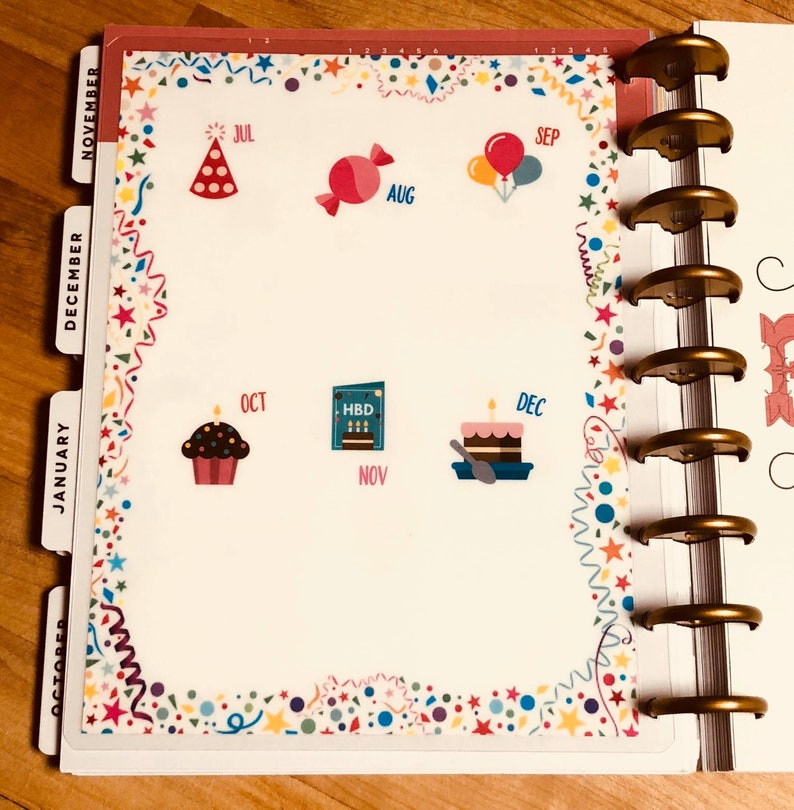 DASHBOARD Happy Birthday Tracker for use with Erin Condren | Etsy