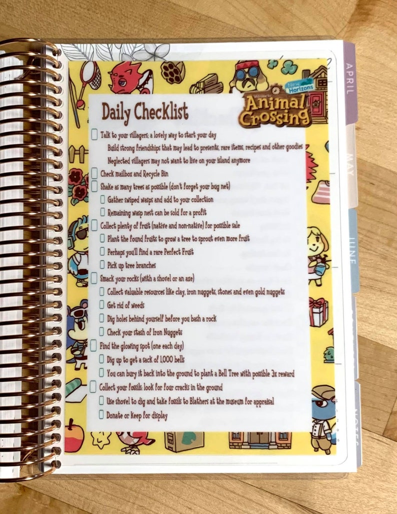 DASHBOARD Animal Crossing Daily Checklist for Use With - Etsy