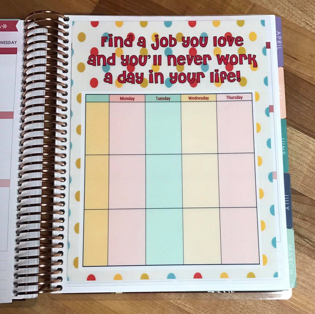 DASHBOARD Schedule / Weekly for Use With Erin Condren or Happy Planner ...