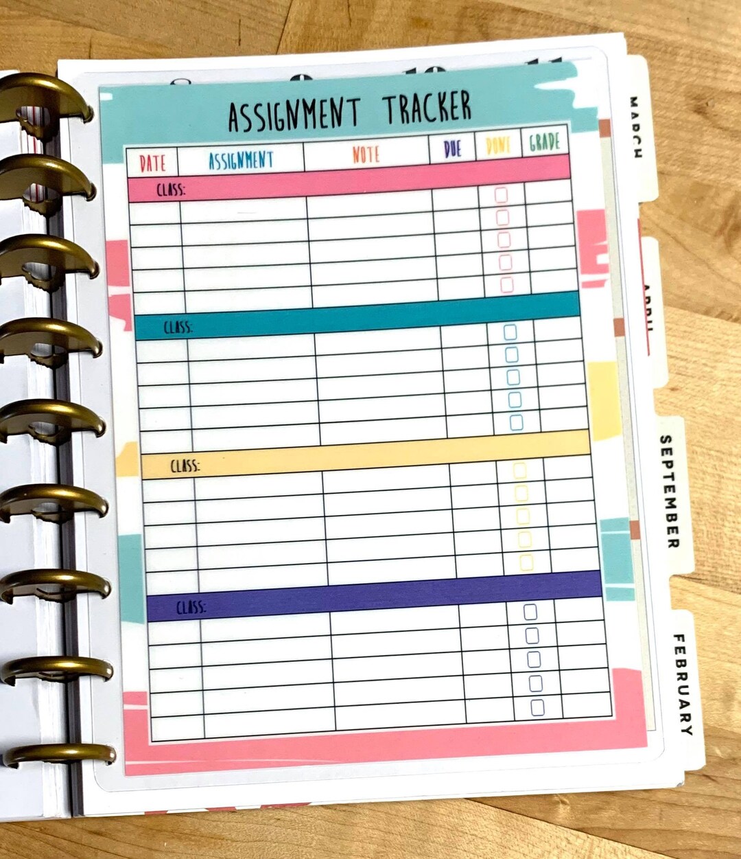 DASHBOARD Assignment Tracker for Use With Classic Happy Planner OR Erin ...