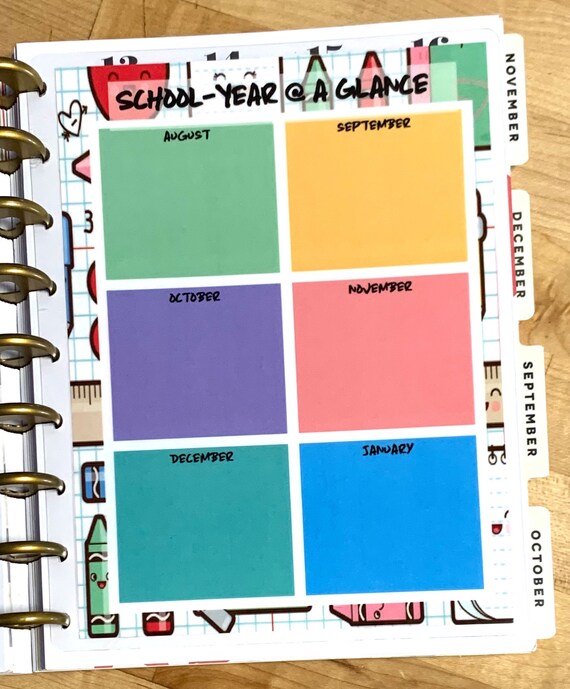 DASHBOARD School Year at a Glance Important Dates for Use With - Etsy