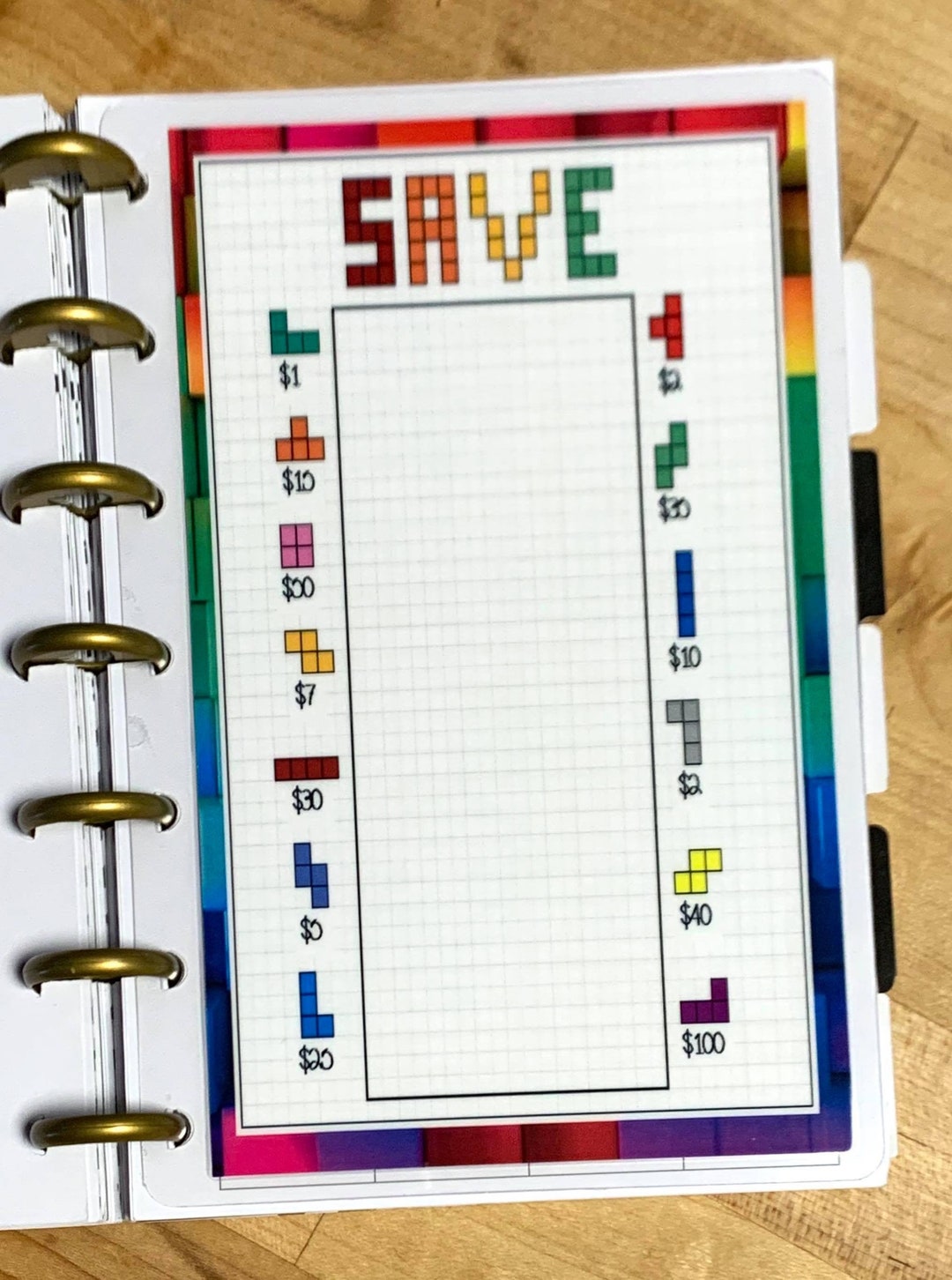 DASHBOARD - Tetris Savings Tracker for Use With MINI Happy Planner - Etsy