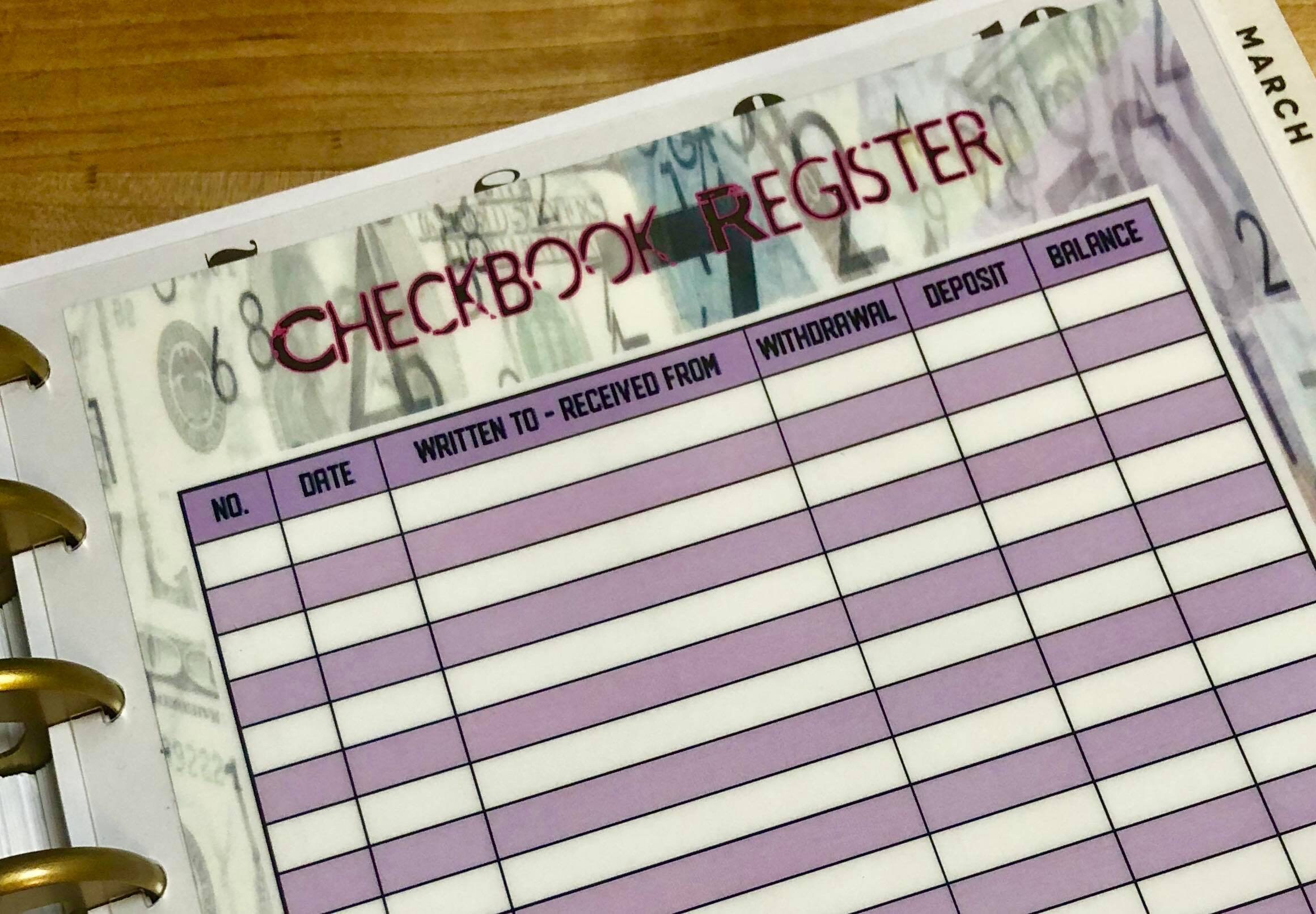 Paper & Party Supplies Happy Planner,A5 Filofax or Heidi Swapp Checkbook Register for use with ...