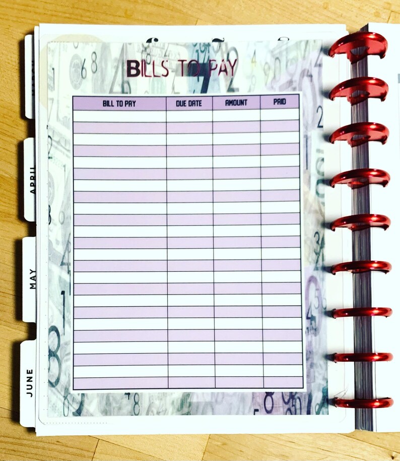 DASHBOARD Checkbook Register and Bills to Pay for Use With - Etsy