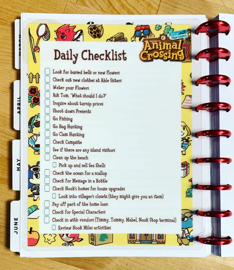 DASHBOARD Animal Crossing Daily Checklist for Use With - Etsy