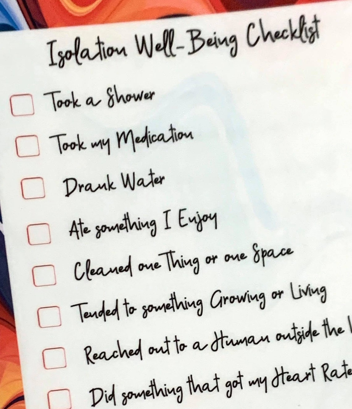 DASHBOARD Isolation Well-being Checklist for Use With Classic - Etsy