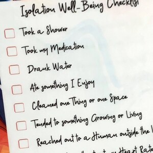 DASHBOARD Isolation Well-being Checklist for Use With Classic - Etsy