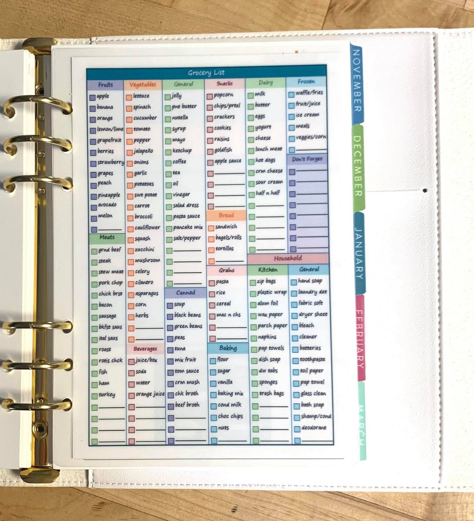 DASHBOARD Grocery List/shopping & Menu Meal Planner 4 Use W/ - Etsy