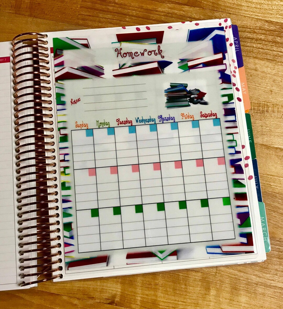 DASHBOARD Monthly Homework Chart Planner for Use With Erin - Etsy