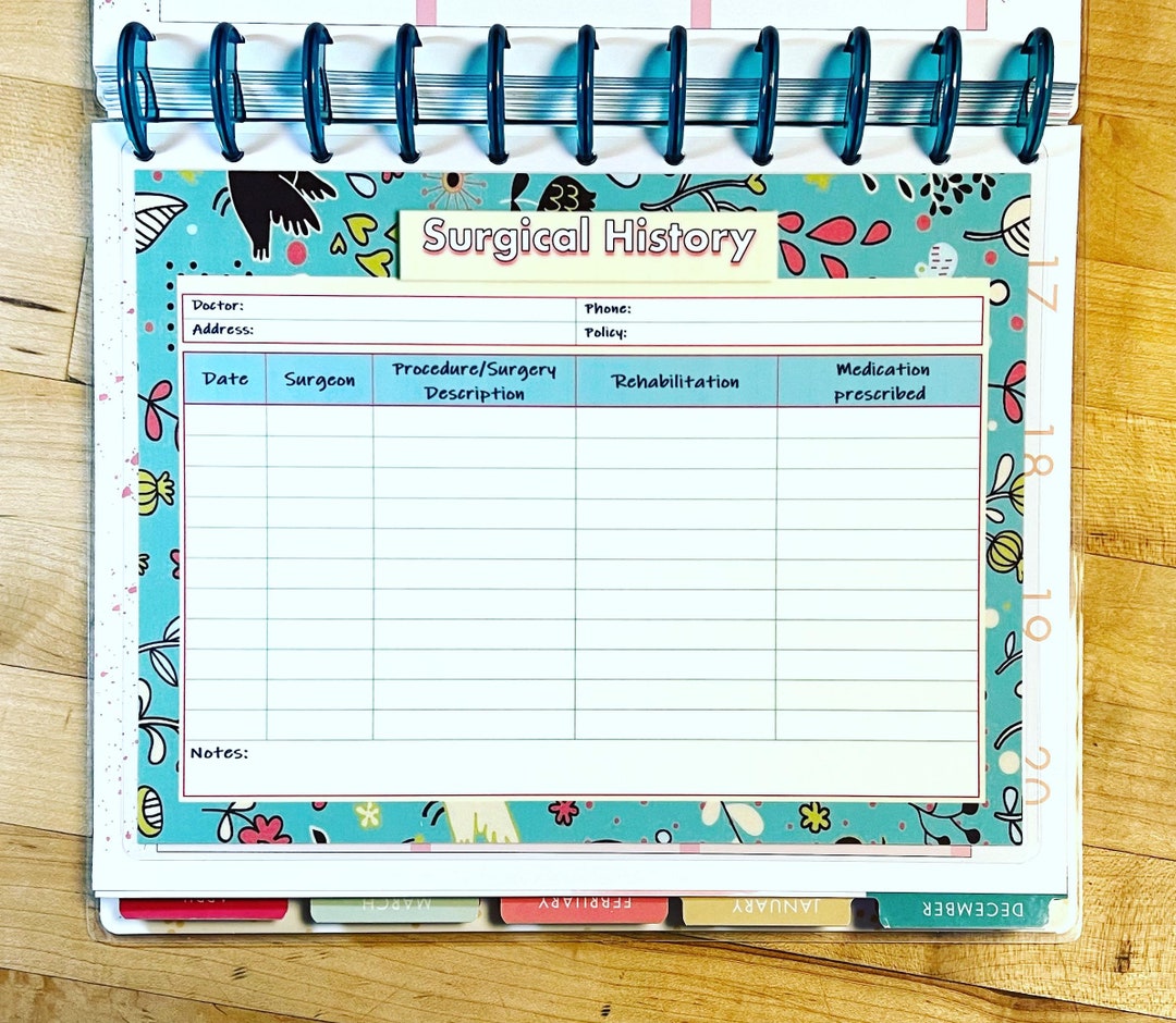 DASHBOARD Surgical History for Use With BIG Happy Planner (double Sided ...