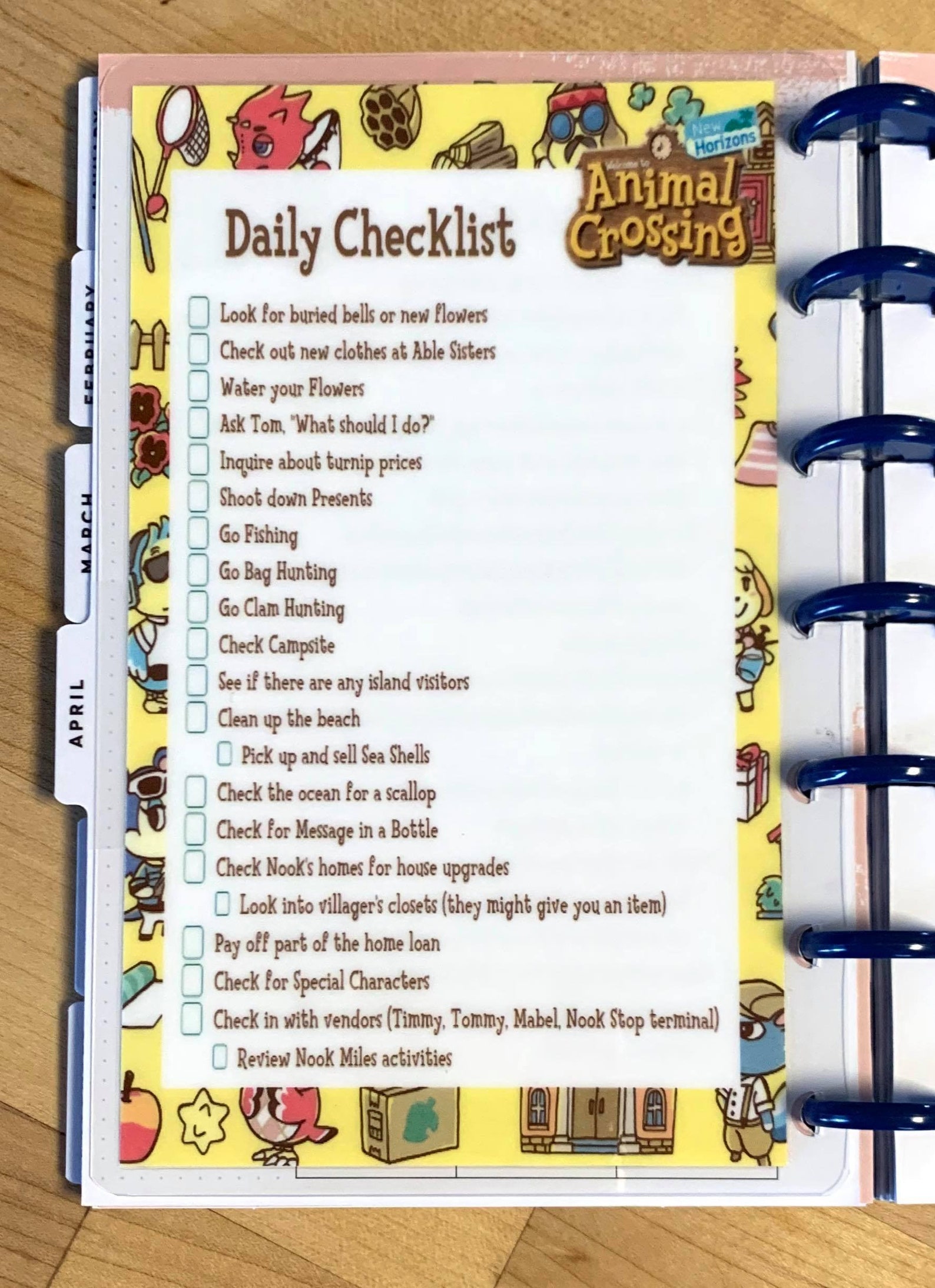 DASHBOARD Animal Crossing Daily Checklist for Use With the | Etsy