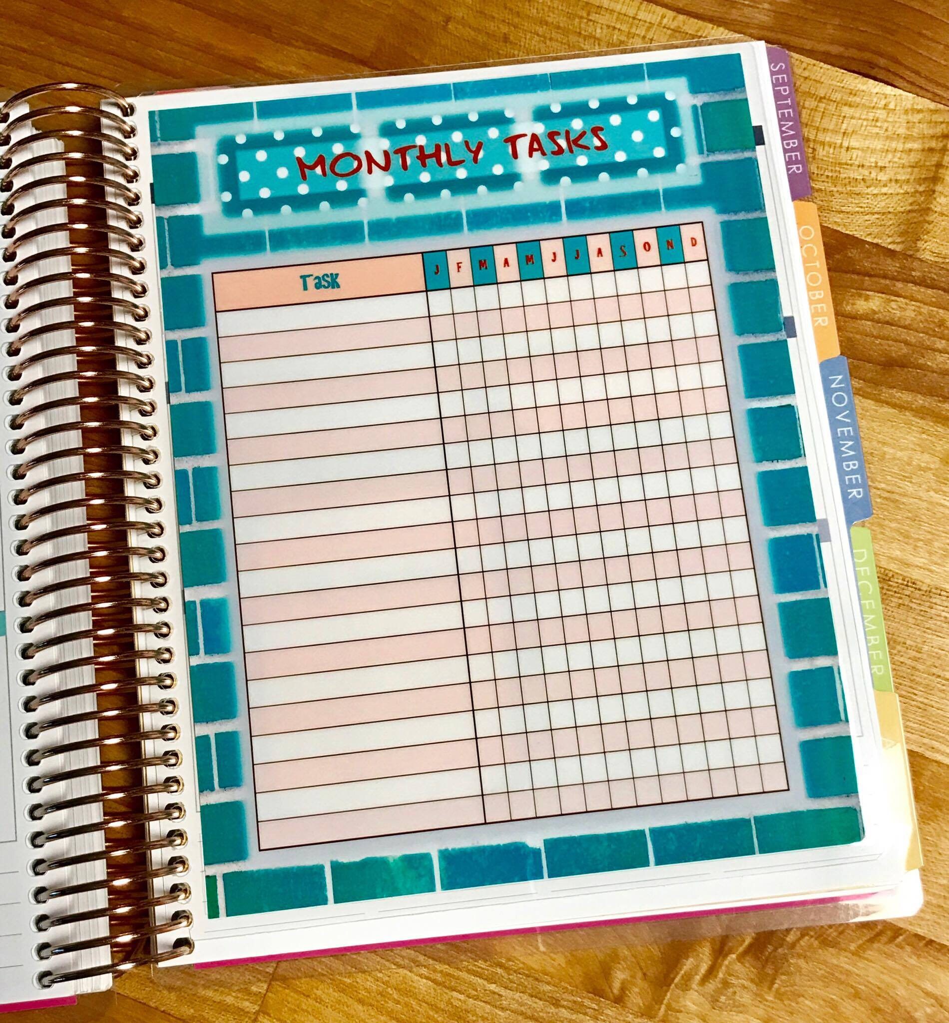 DASHBOARD Monthly Tasks or Rare Tasks for Use With Classic | Etsy