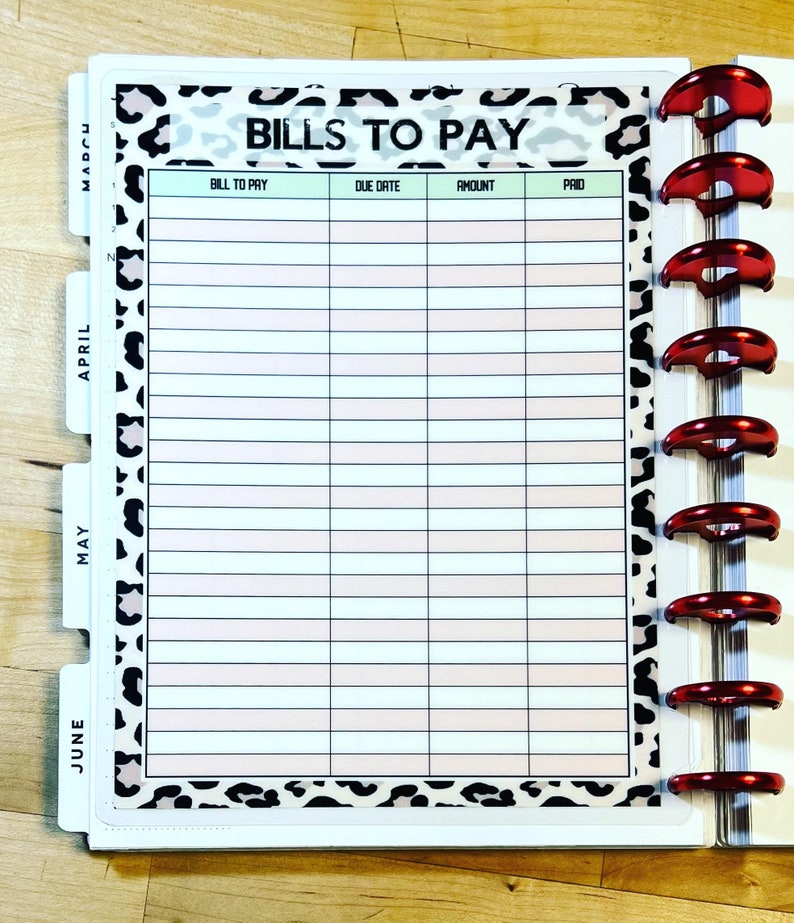 DASHBOARD Checkbook Register and Bills to Pay for Use With - Etsy