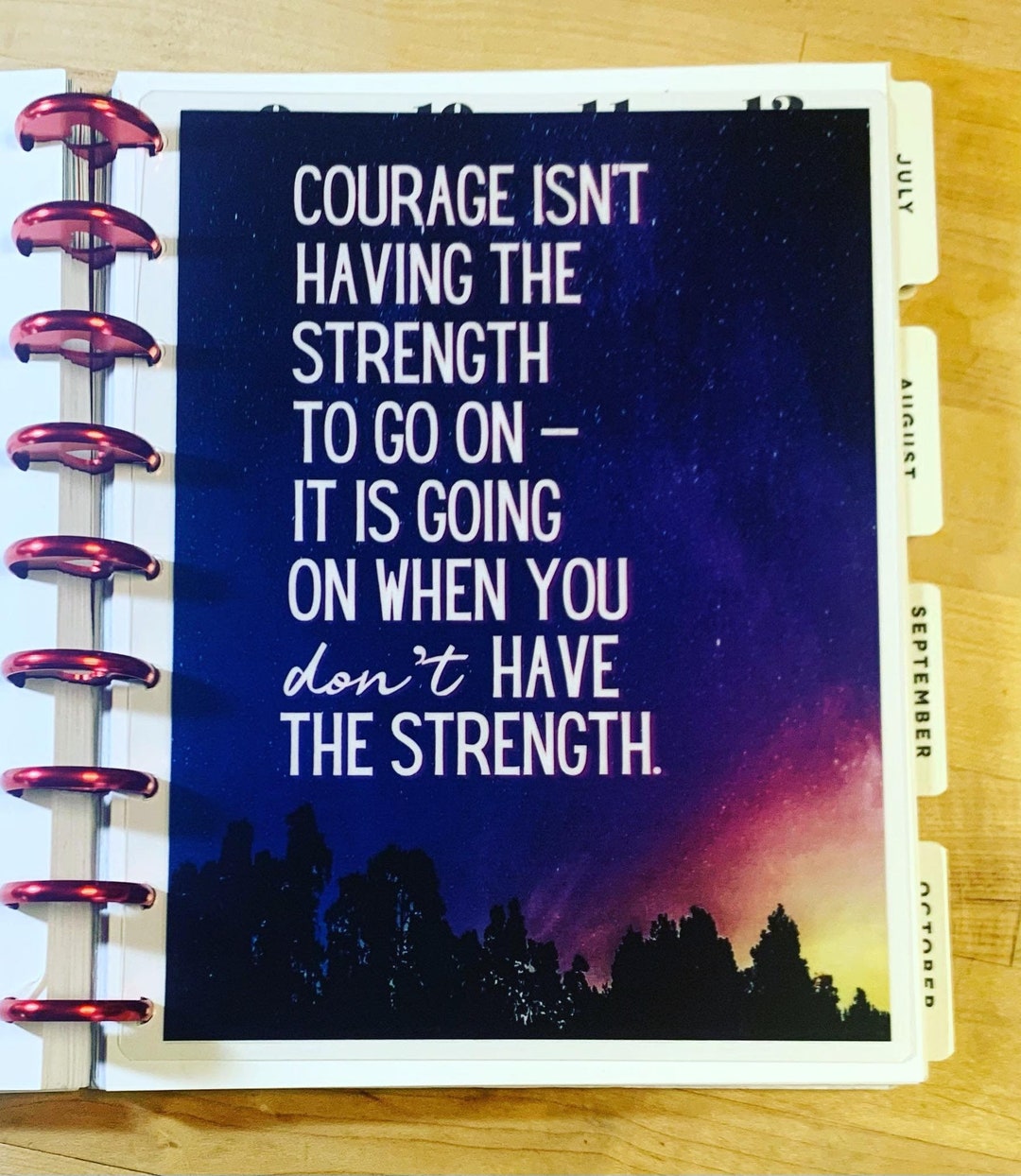 DASHBOARD Courage Quote for use with Classic Happy Planner OR Erin ...