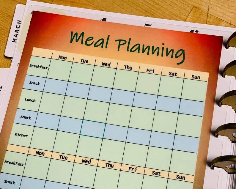 DASHBOARD Four Week Meal Plan for use with Erin Condren OR | Etsy