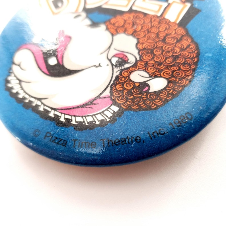 Vintage 1980 Chuck E Cheese Dolli Dimples 3" Button Pin Pizza Time ...