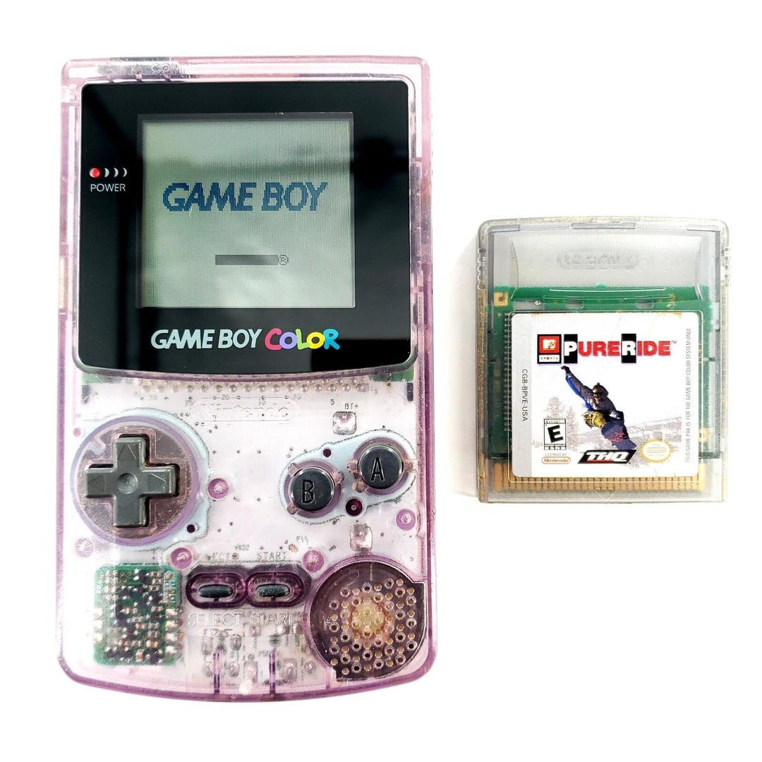 Nintendo Game Boy Color Handheld System Atomic W/ 1 Game New Glass Lens ...