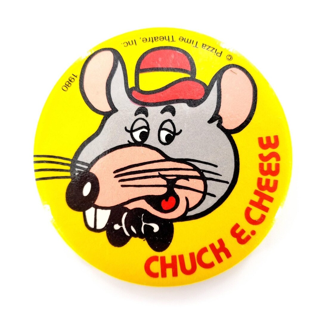 Vintage 1980 Chuck E Cheese 3" Button Pin Pizza Time Theatre - Etsy