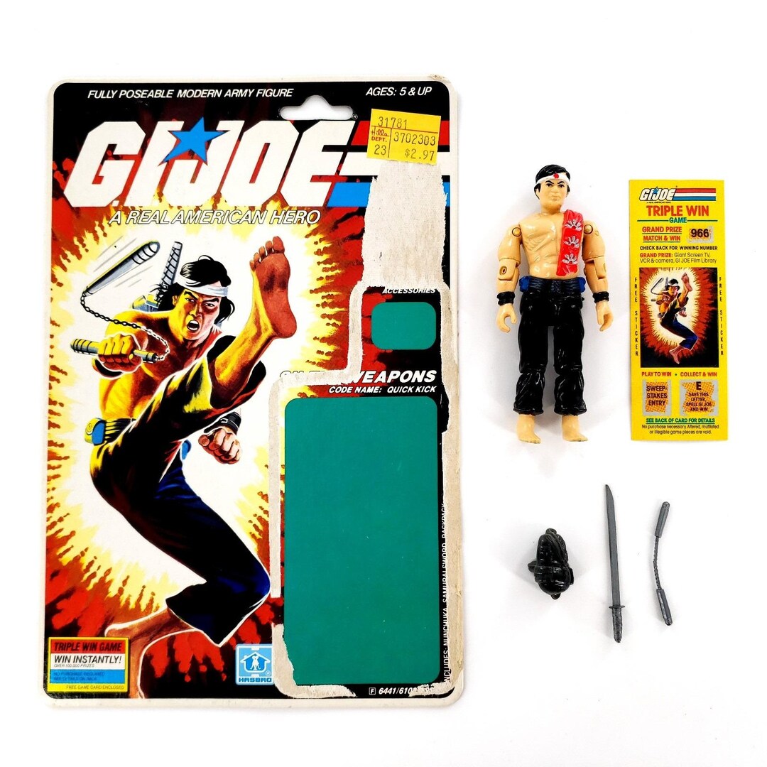 Vtg 1985 GI Joe Quick Kick V1 Figure 100% Complete W/ Cardback Tight ...
