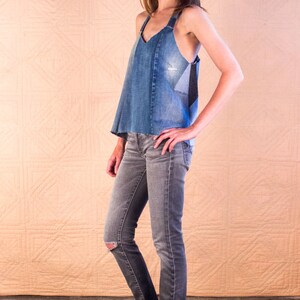 Upcycled Denim Tank Top W/ Patchwork Handmade, One of a Kind - Etsy