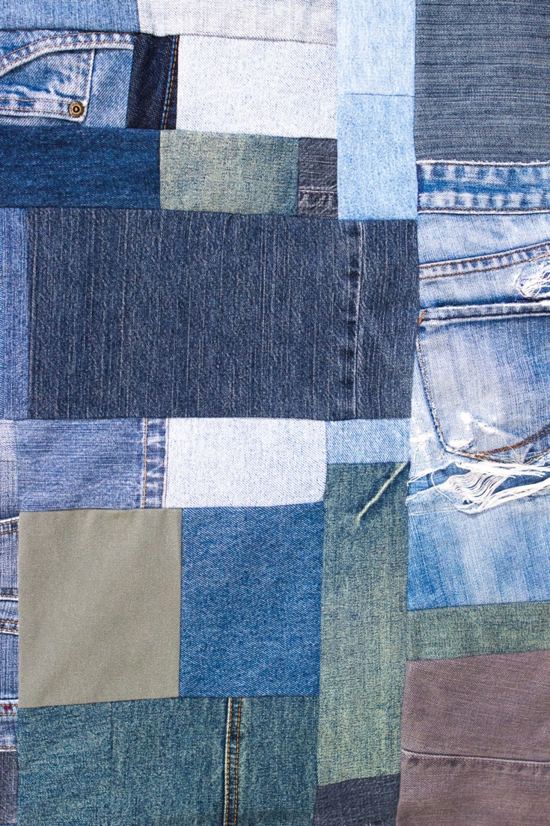 Custom Handmade Recycled Denim Throw Quilt, 100% Recycled and Special ...
