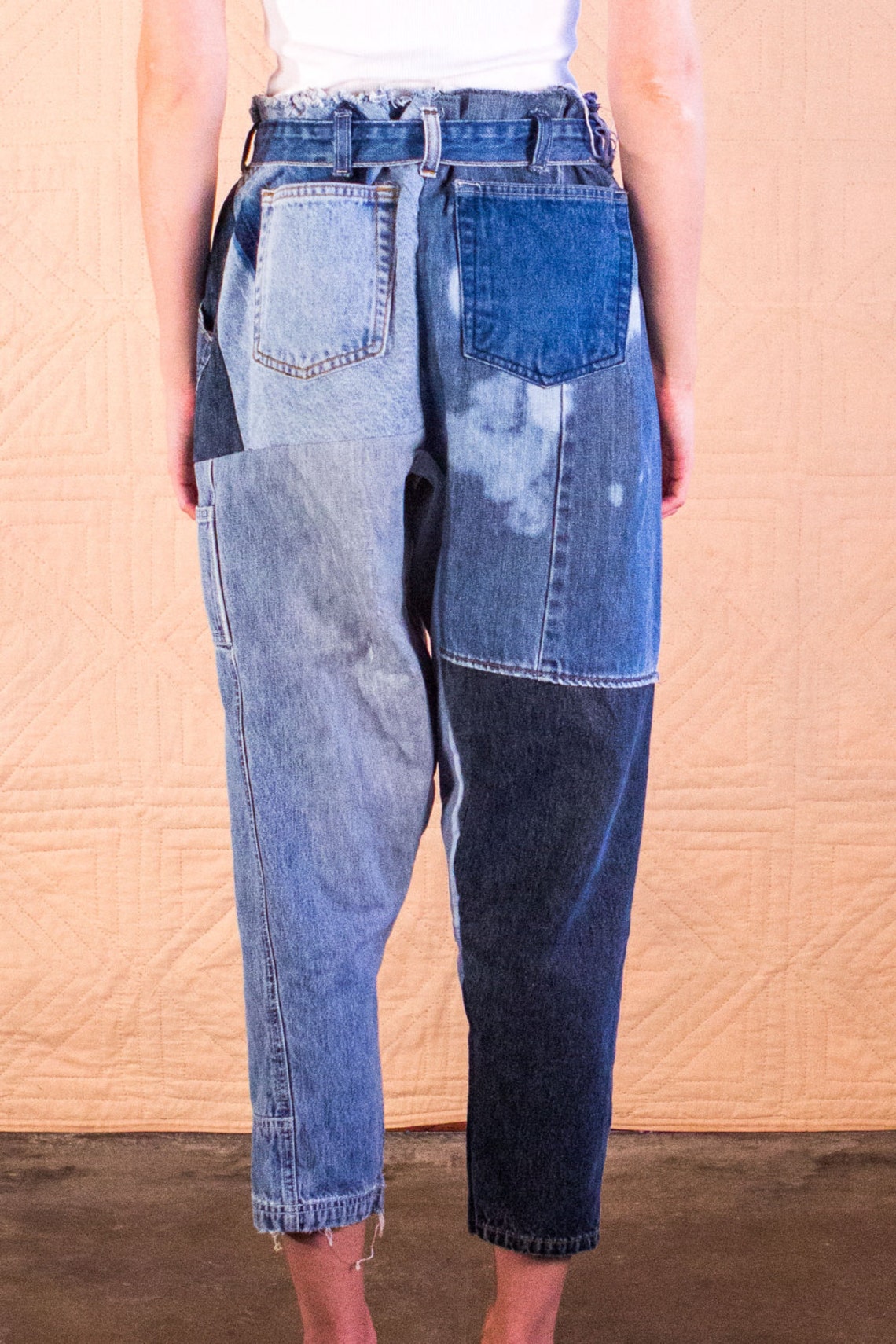 Handmade Recycled Denim Patchwork Pants by Silkdenim -1 of a Kind - Etsy