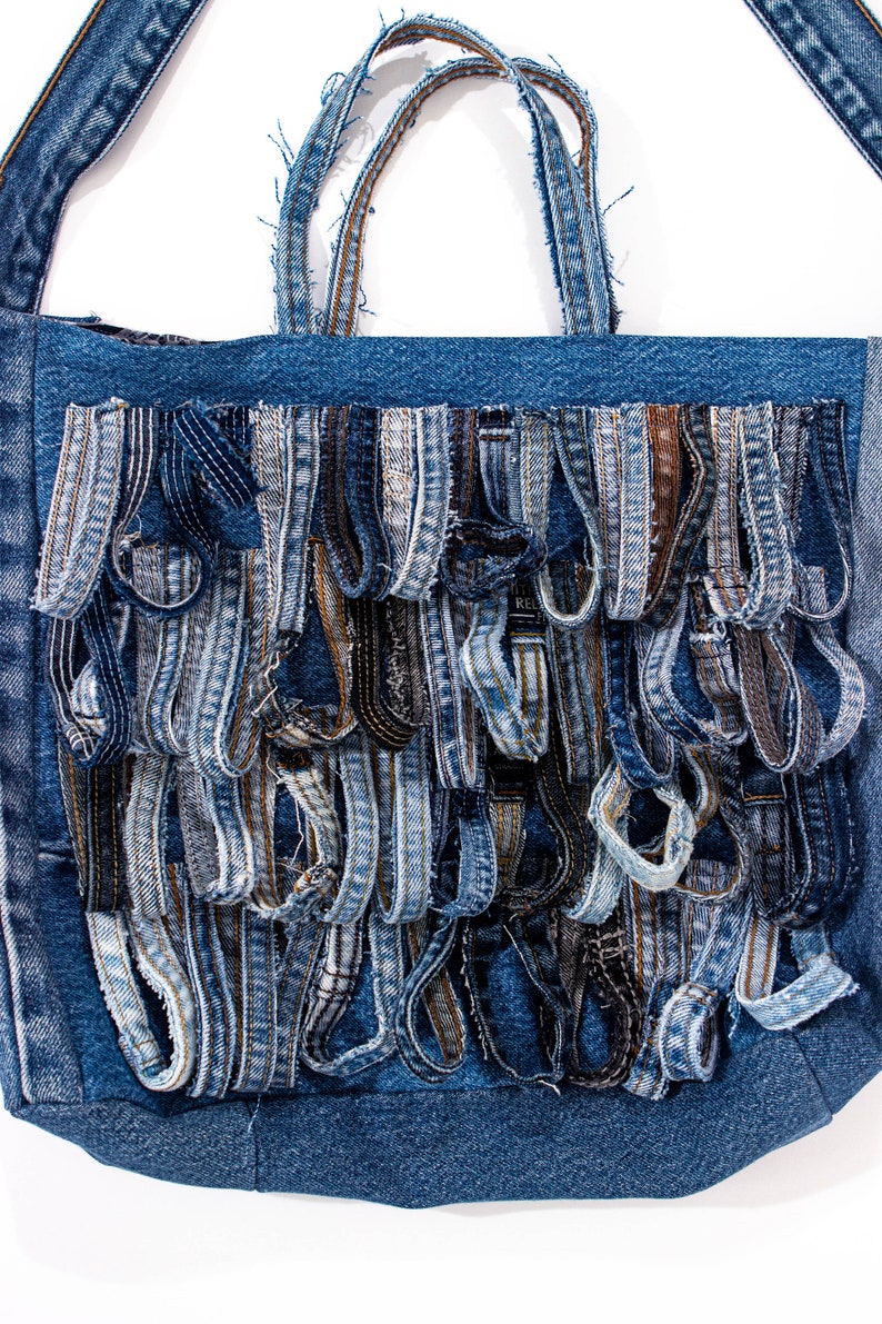 Edges Tote, Recycled Large Denim Bag Lined, High Fashion Design With ...