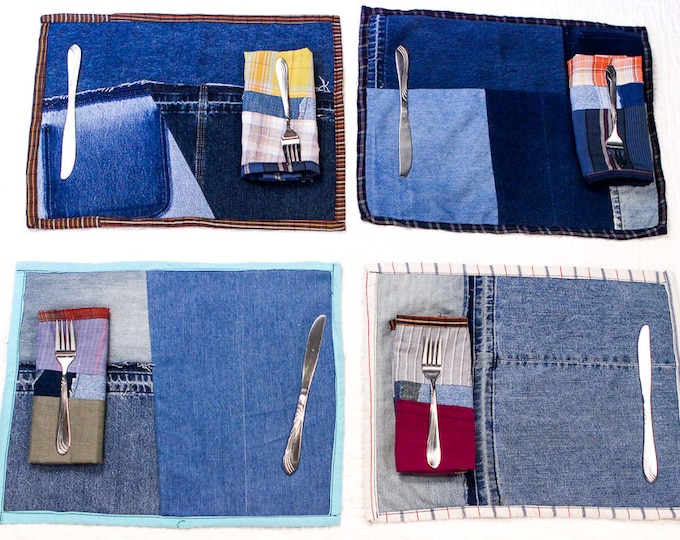 Handmade Patchwork Placemats And/or Napkins Made From Recycled - Etsy