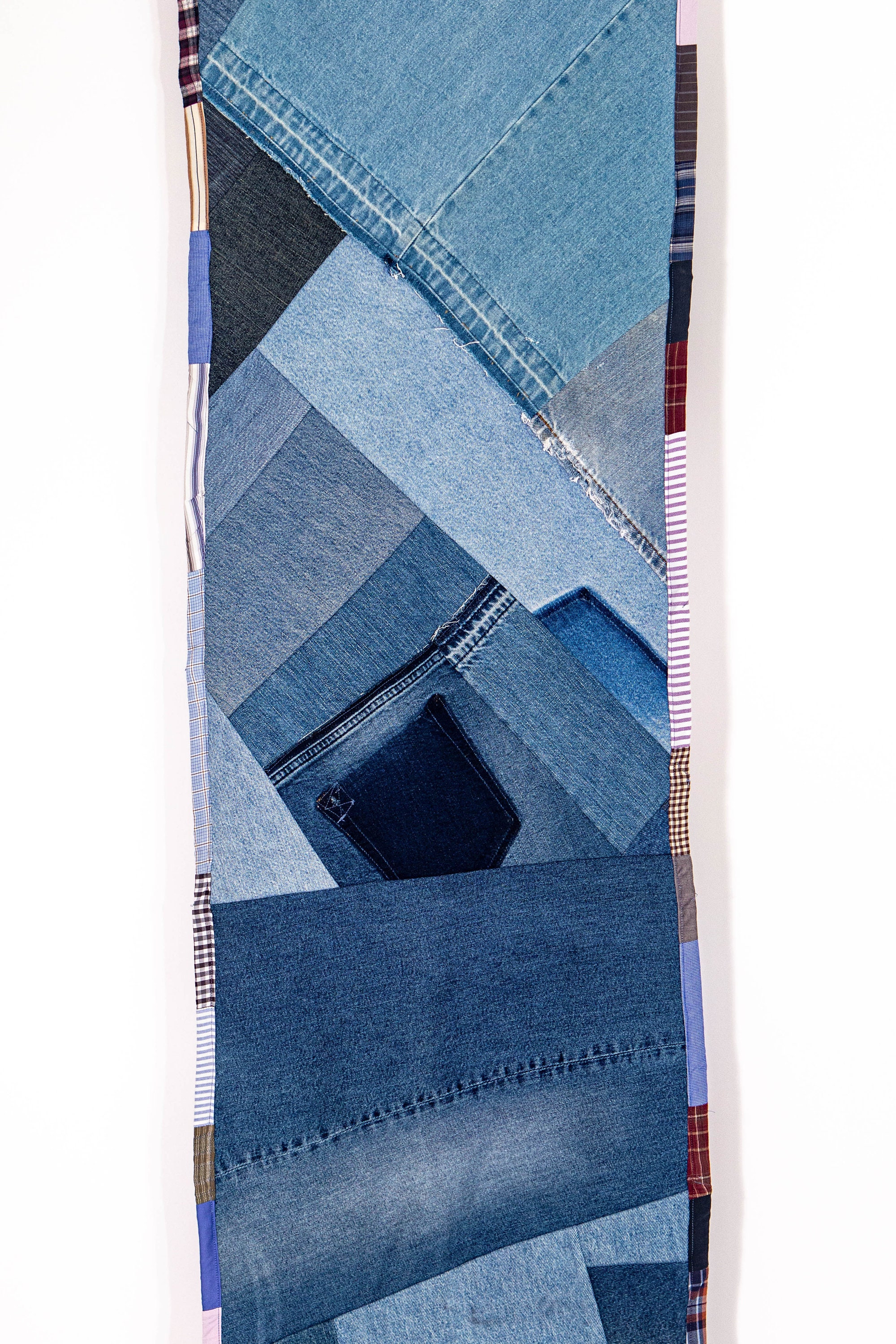 Recycled Denim Patchwork Table Runner, Upcycled Modern Eco Sustainable ...