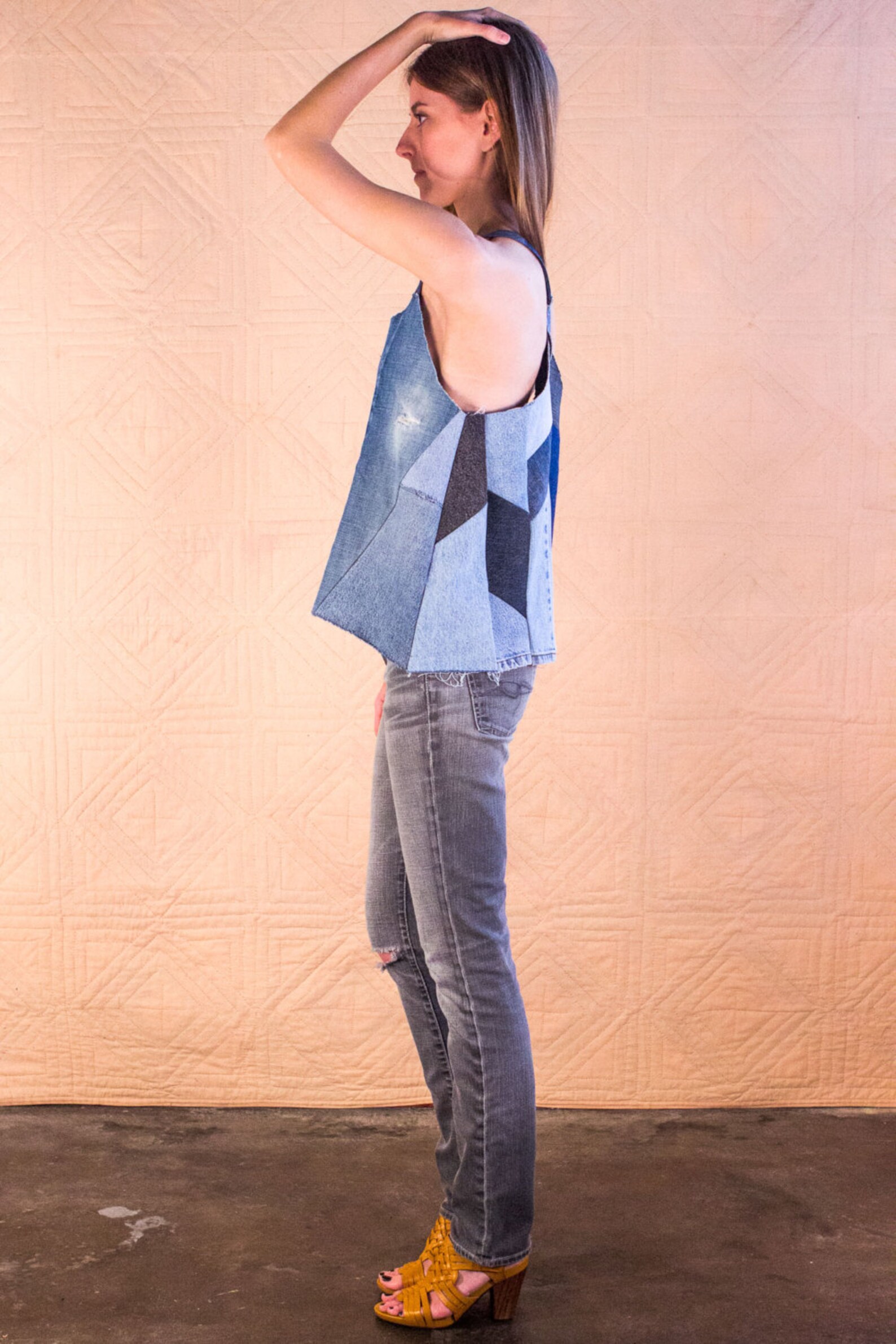 Upcycled Denim Tank Top W/ Patchwork Handmade, One of a Kind - Etsy