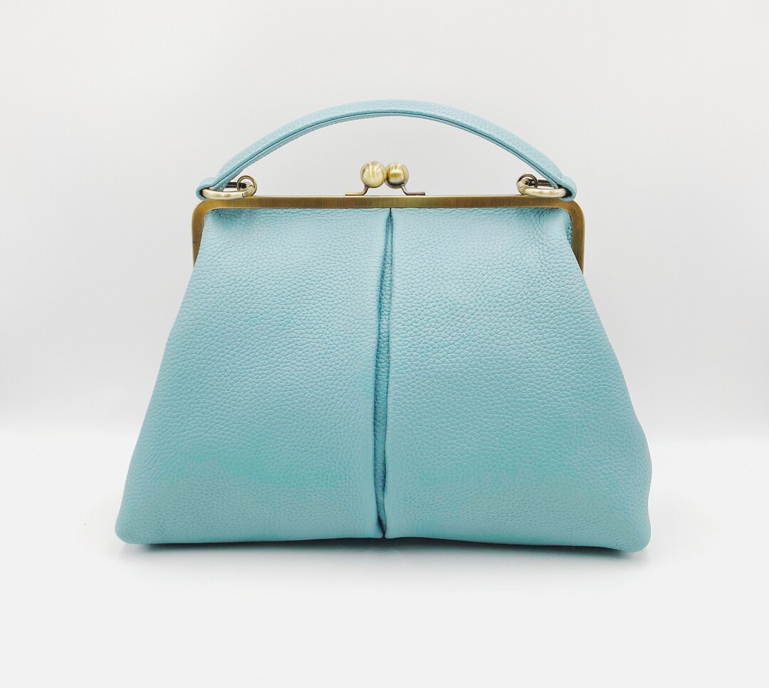 Handbag Leather olivia in Light Blue, Leather Handbag, Leather Shoulder ...