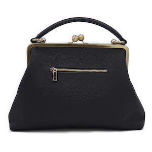 Women's Leather Bag, Kiss Lock Bag "olivia" in Black - Etsy