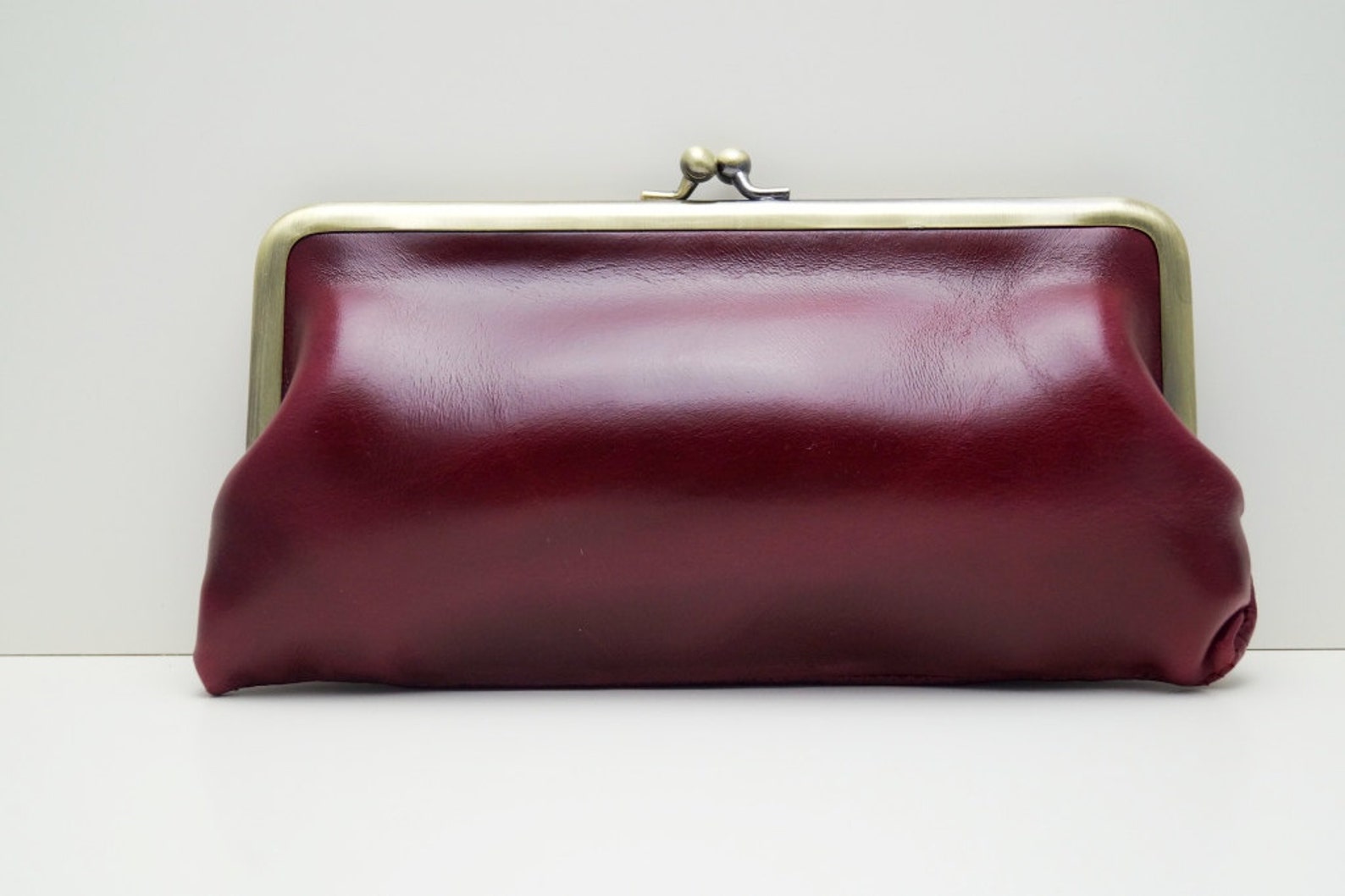 Wallet Women Wallet Leather Kiss Lock Purse lea | Etsy