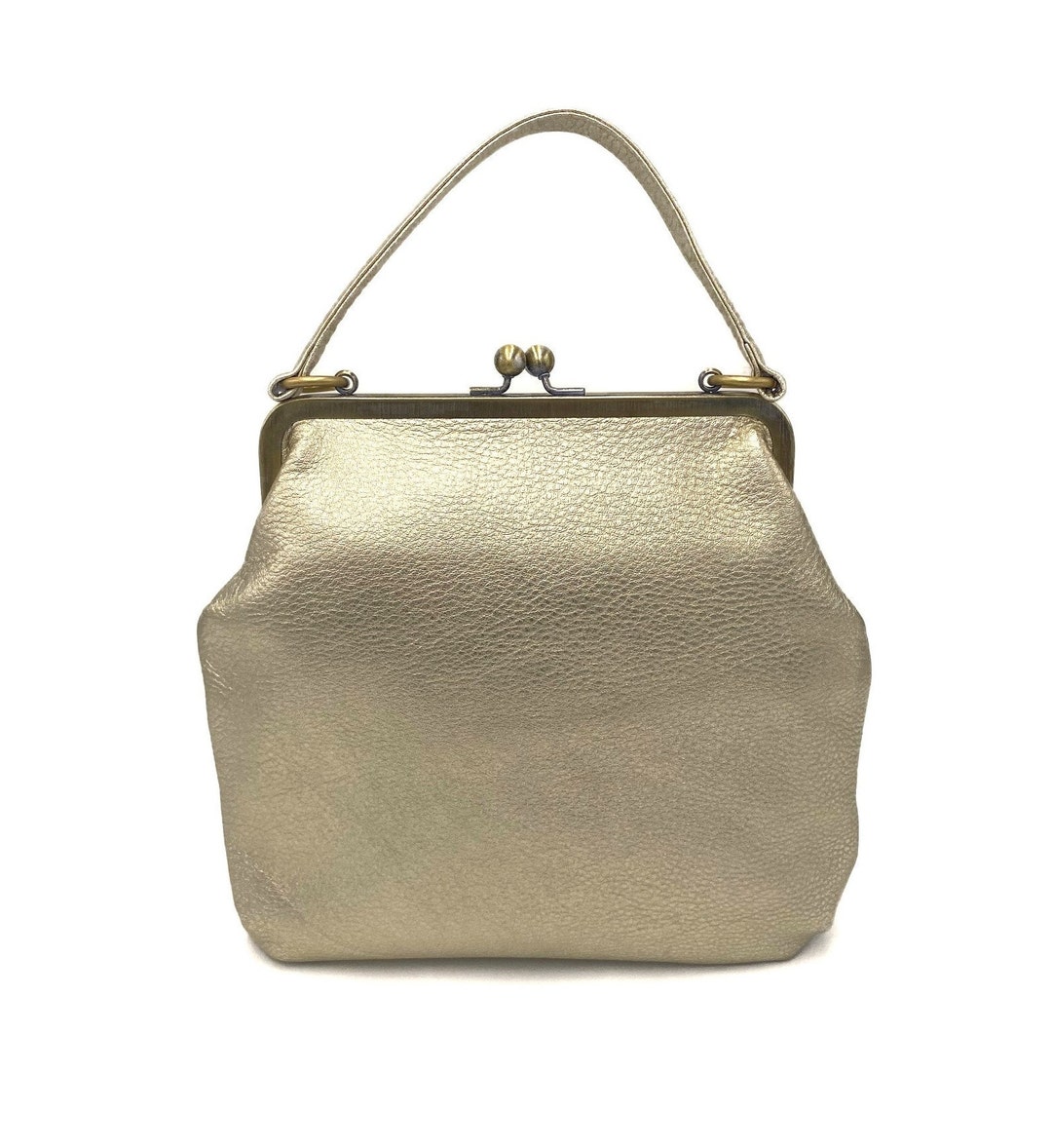 Ladies Leather Purse "zoe" - Vintage Crossbody and Handle Bag in Gold ...