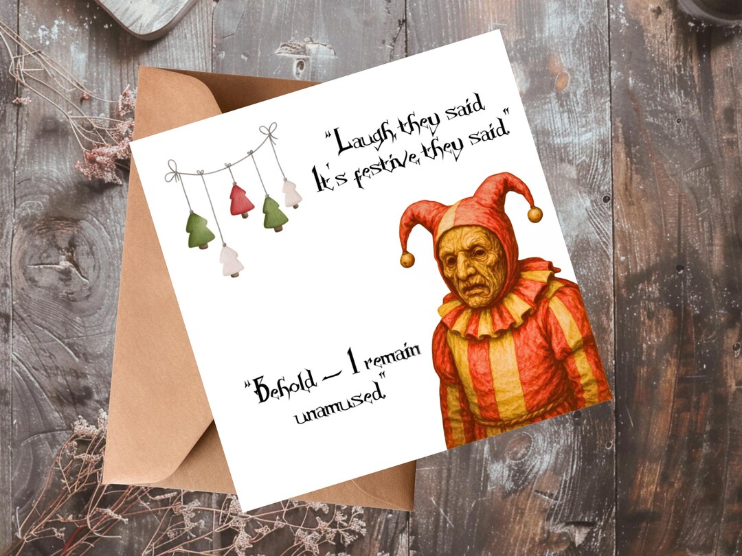 Dark Humour Yule Card: Medieval Jester Christmas - Gothic Festive ...